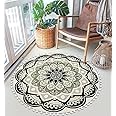 Amazon.com: Uphome Round Rug 3ft Black Mandala Boho Rug with Pom Pom ...