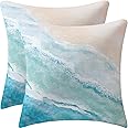 Amazon.com: Beach Watercolor Blue Pillow Covers Sea Ocean Nature ...