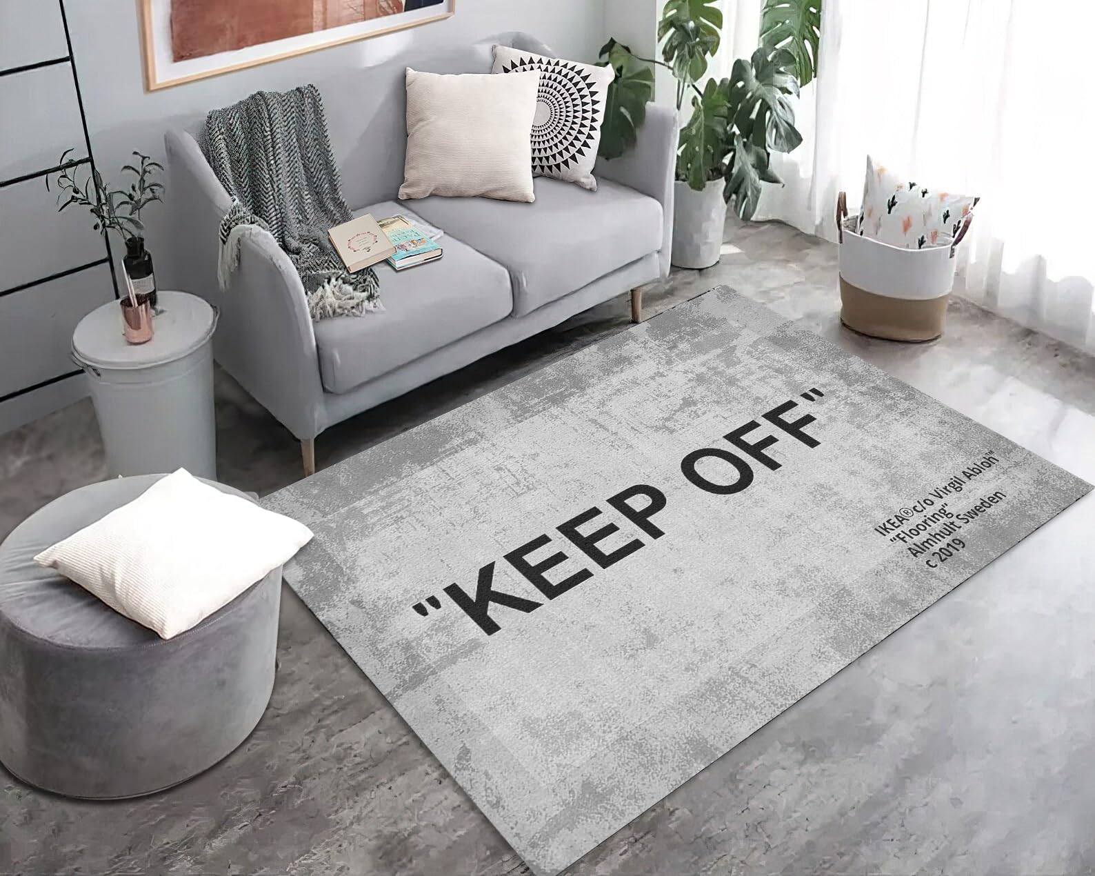 ZTFGZSXG Keep Off Area Rugs Grey 3D Printed Modern Large Carpet Non ...