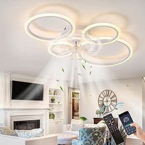 33-Inch Ceiling Fan with LED Lighting, Three-Color Adjustable ...