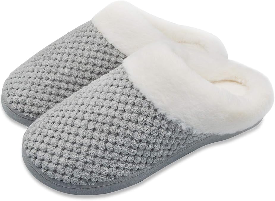 UPhitnis Pantoufle Femmes en Daim Confortables Pantoufles en Mousse à ...