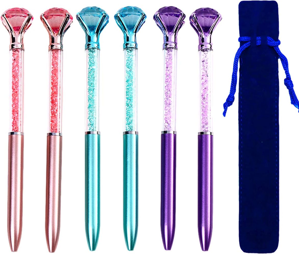 6 pcs Diamond Crystal Ballpoint Pen, Big Gem Ballpoint-pen, Diamond ...
