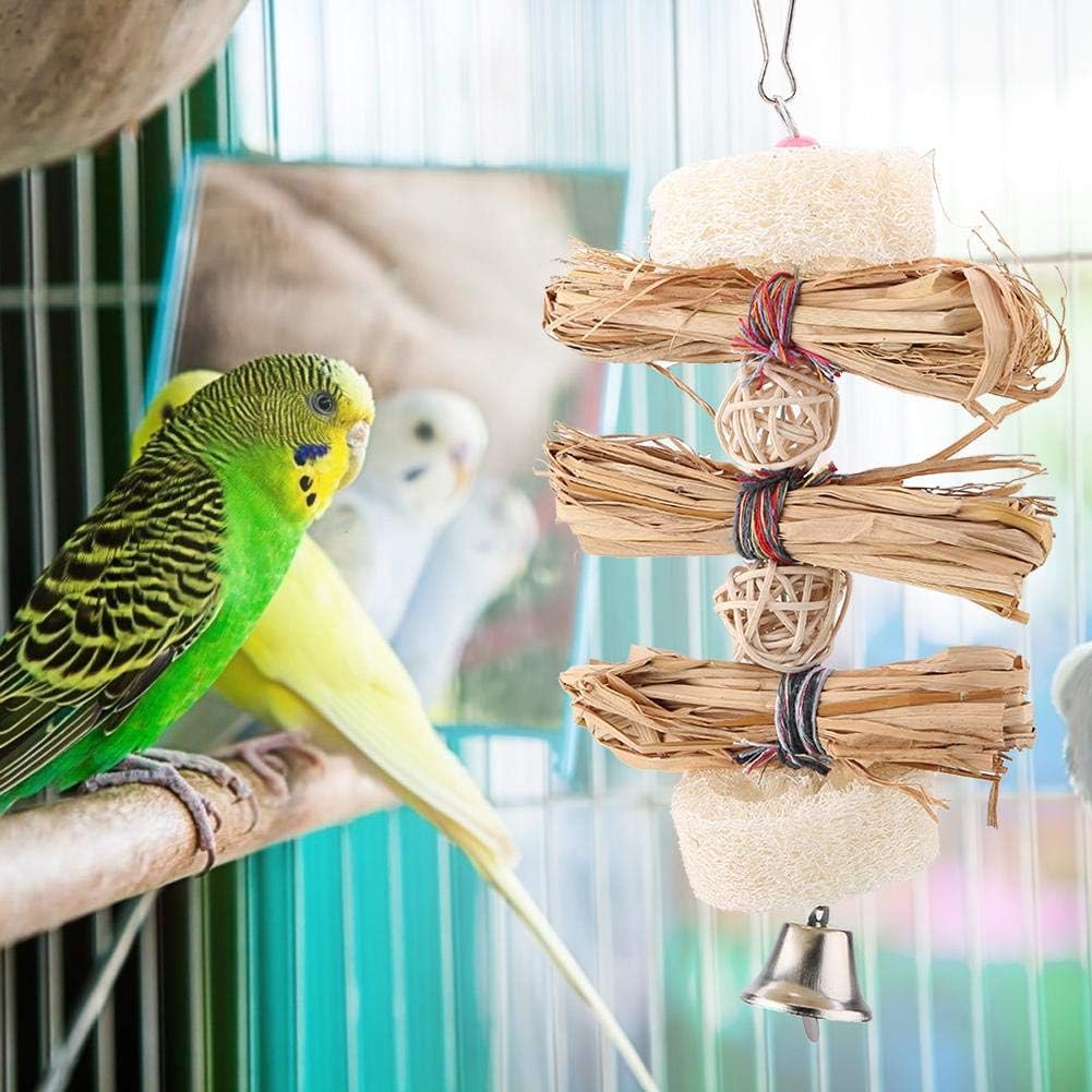 Parrot Chew Toy, Funny Natural Straw Bird Chewing Toy Parrot Cage Bite ...
