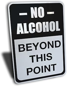 No Alcohol Beyond This Point Sign, aluminum, Black, 7"by 10": Amazon.ca ...