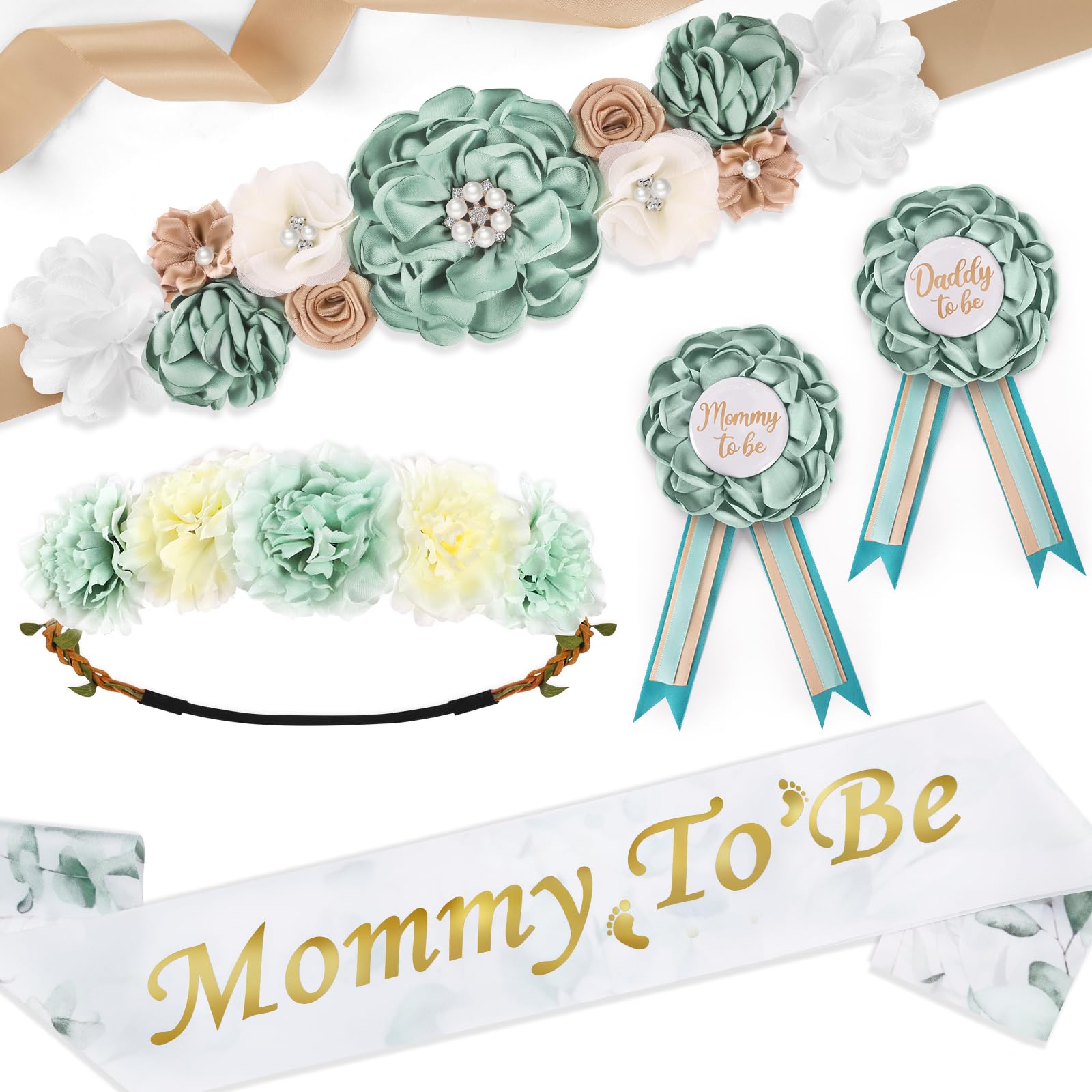 Teddy Bear Mom to Be Sash, Mom to Be & Dad to Be Corsage Pin and Flower ...