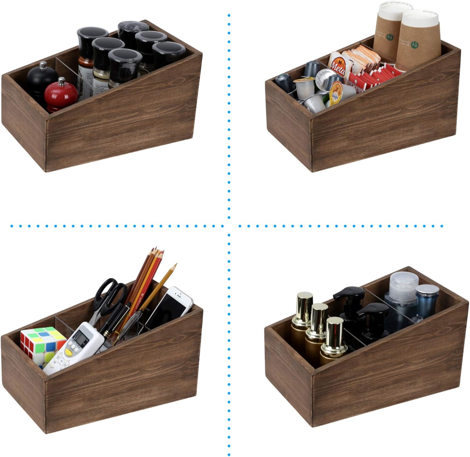 Halcent Coffee Condiment Organizer Tea Holder, Wood Tea & Coffee ...