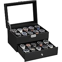 Amazon.com: SONGMICS 20-Slot Watch Box, Watch Case with Glass Lid, 2 ...