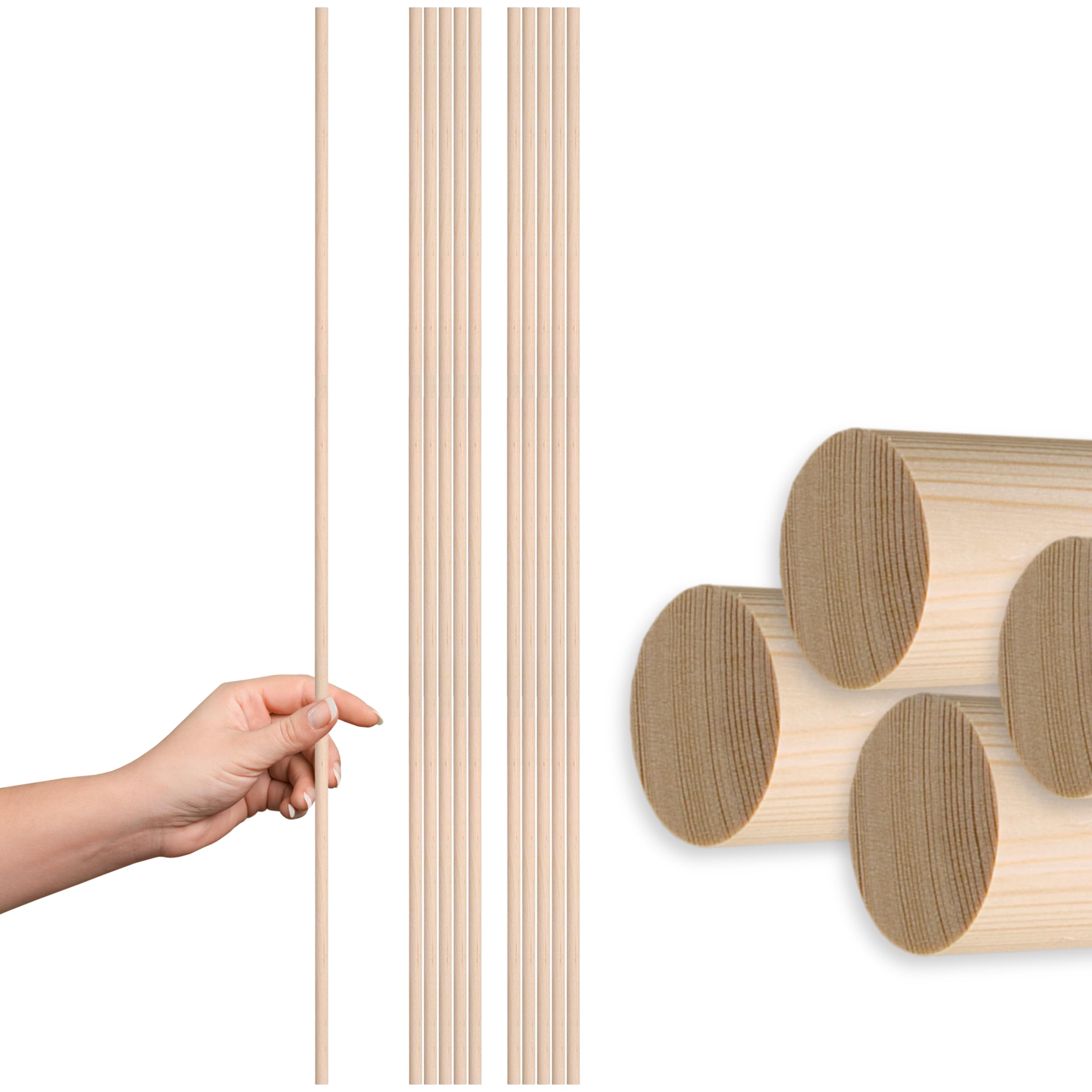 Birch Wooden Rods for Crafts – Long Wooden Sticks for Crafting 24" x 1/ ...