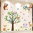 Amazon.com: Arawat Animal Tree Wall Decals Decor for Bedroom Zoo Wall ...