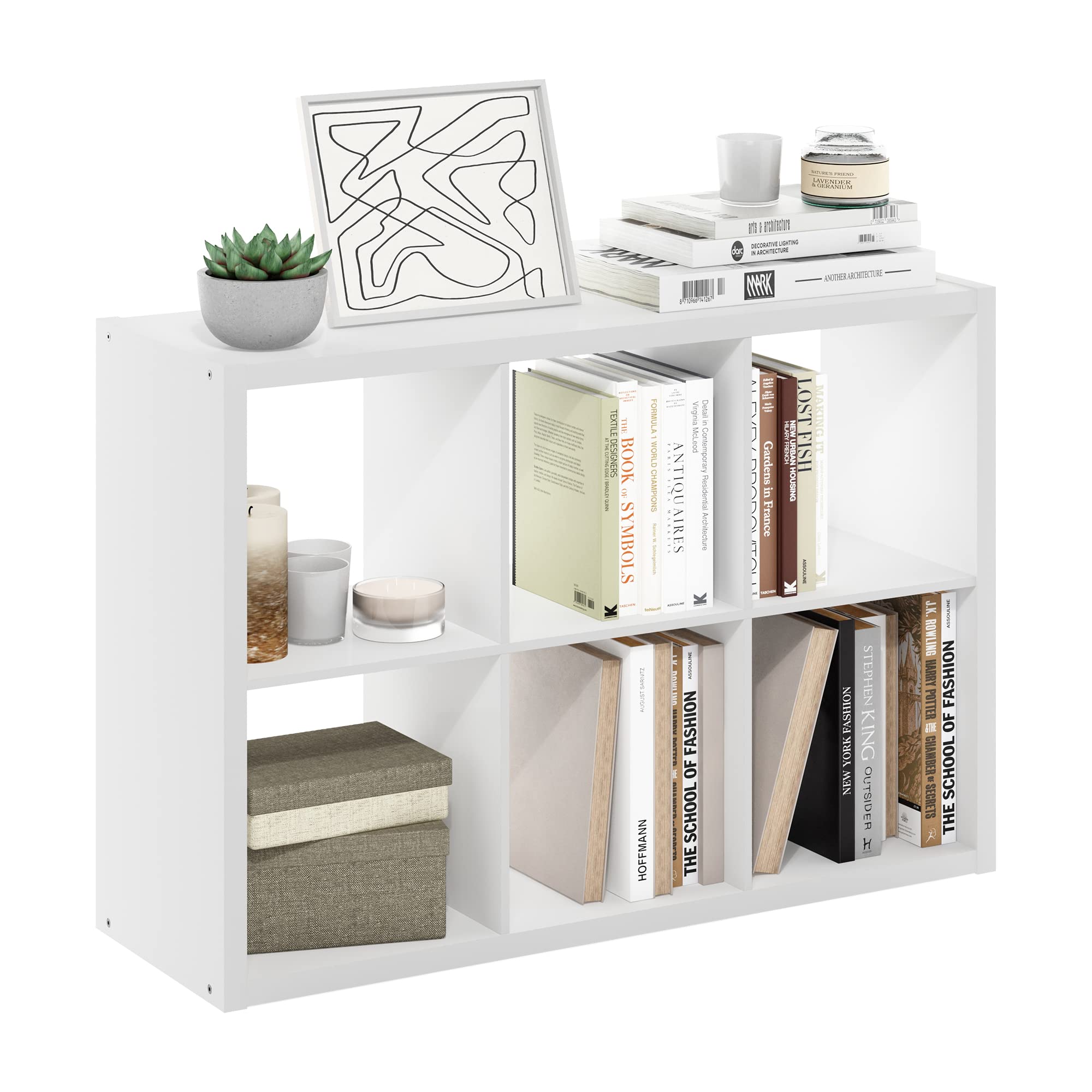 Furinno Cubicle Open Back Decorative Cube Storage Organizer, 6-Cube ...