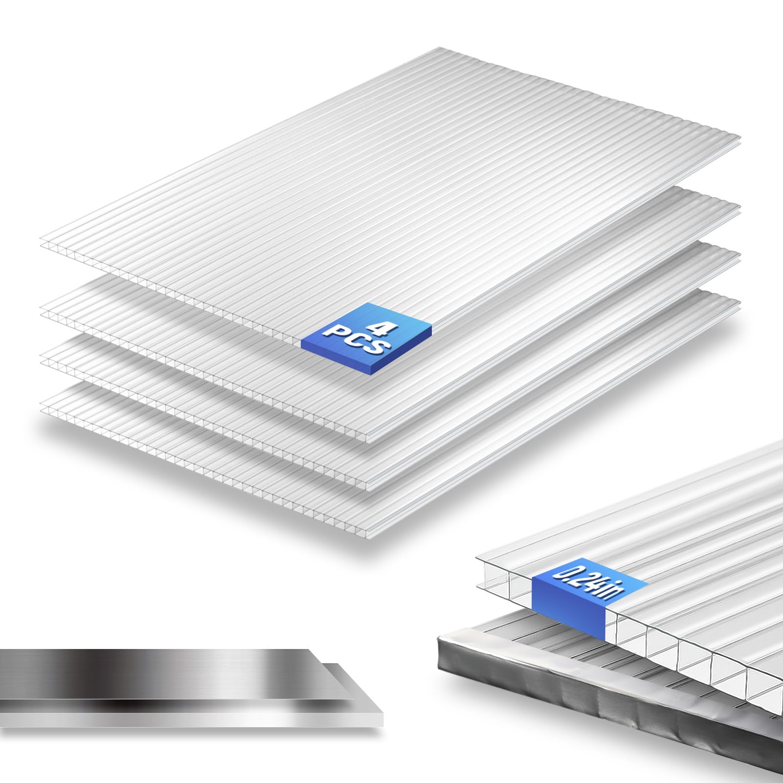 Mua 4 Pcs Polycarbonate Greenhouse Panels,4' x 2' x 0.24'' Thickness ...