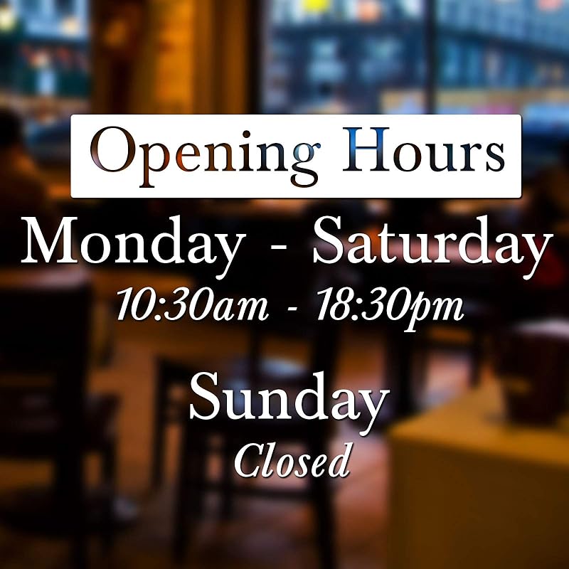 Bespoke Opening Times Hours Retail Shop Window Door Vinyl Sticker ...