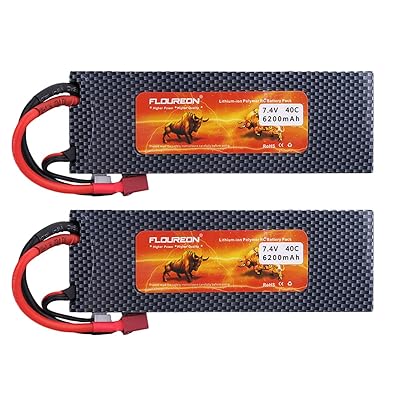 Buy Floureon 2S 7.4 V Lipo Battery 40C 6200mAh Li-Polymer Lipo RC ...
