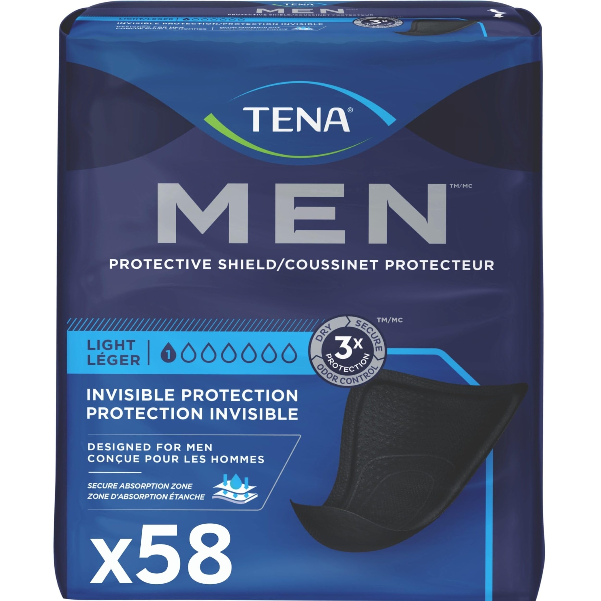 TENA MEN Adult Incontinence Shields for Men, Discrete Disposable ...