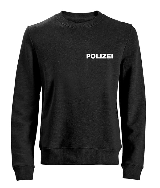 POLIZEI Sweat-Shirt/Pullover Schwarz - Brust & Rücken bedruckt - Neu ...