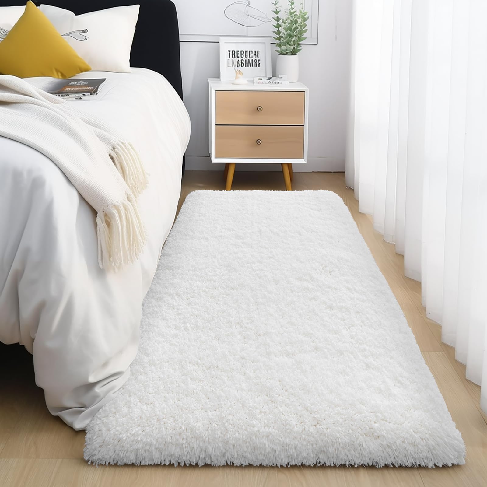 ILANGO White Bathroom Rugs 70" × 24" Non Slip & Super Absorbent Extra ...