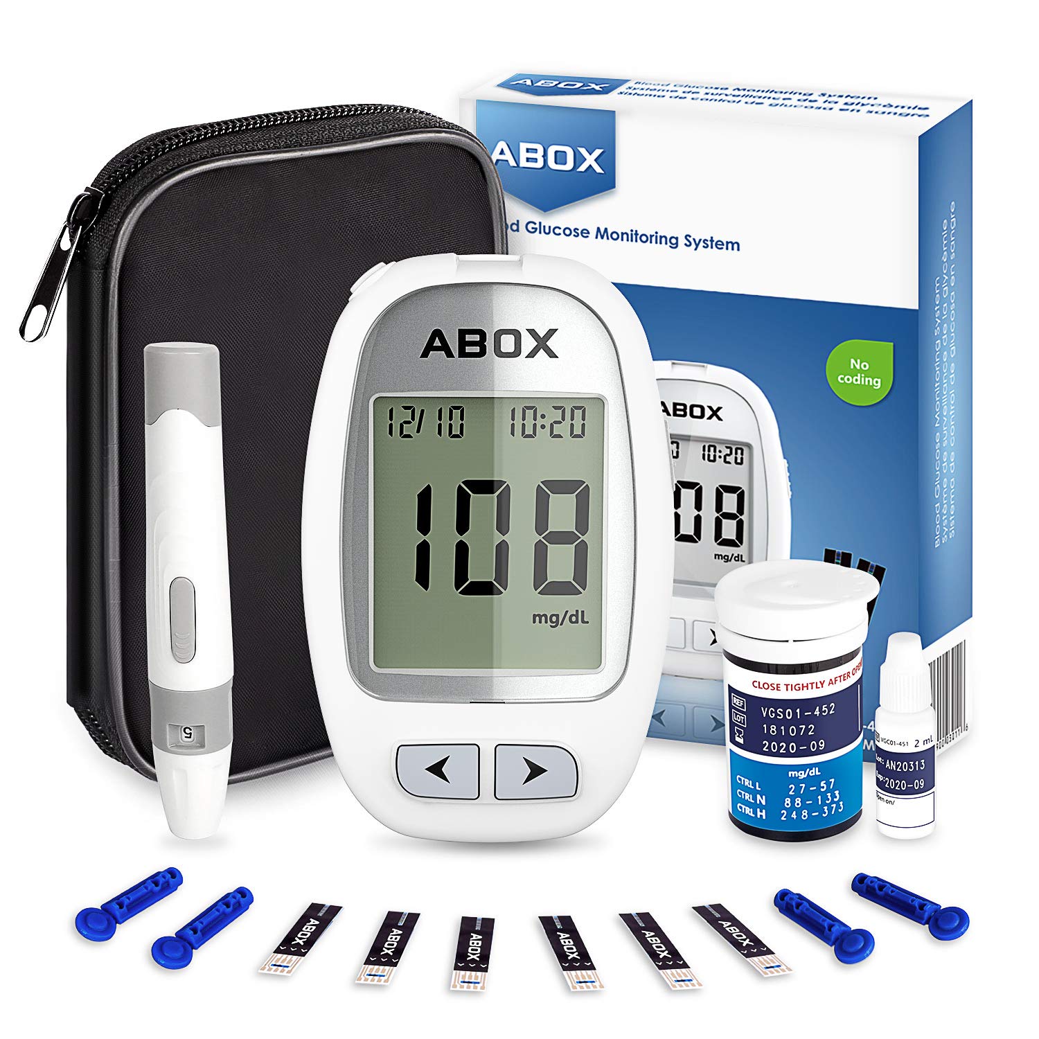 ABOX Blood Glucose Monitor Diabetes Testing Kit Glucose Meter Kit With ABOX Blood Glucose Monitor Diabetes Testing Kit Glucose Meter Kit With