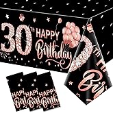Amazon.com: Excelloon 3 Pack Pink Rose Gold Happy 30 Birthday Table ...