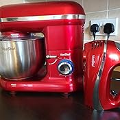 VonShef Professional 300W Hand Mixer, Red, Includes Chrome Beaters ...
