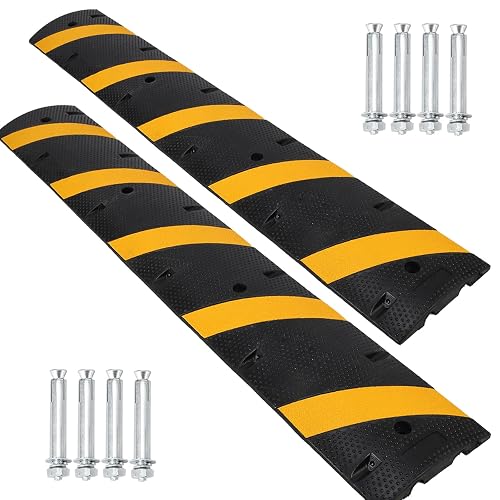 6 Ft Rubber Speed Bumps 2 Pack, Heavy Duty Speed Bumps for Driveway ...