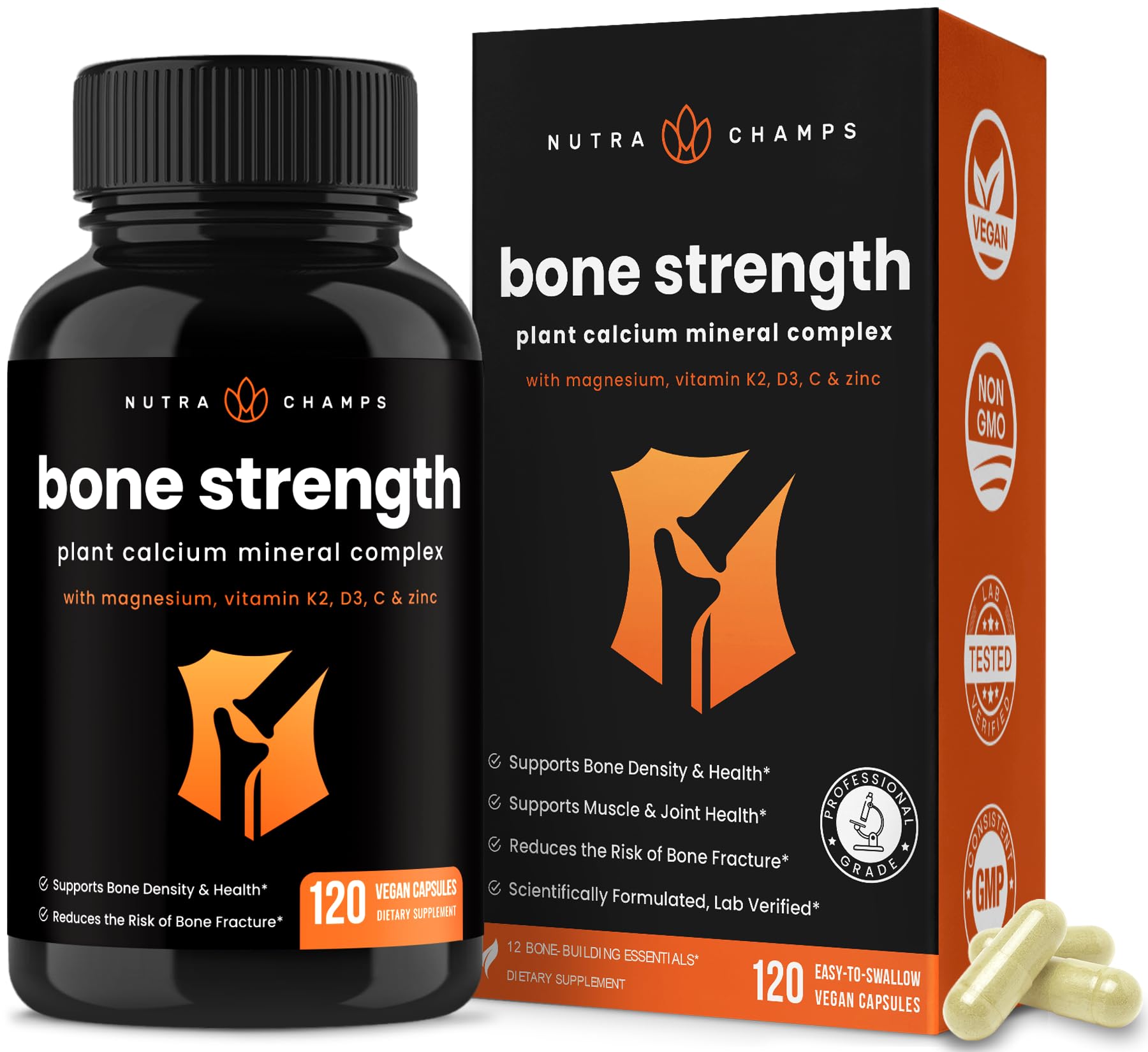 Mua Bone Strength Supplements | Plant Based Calcium Supplement 600mg | Vitamin D3 2000 IU, K2 ...