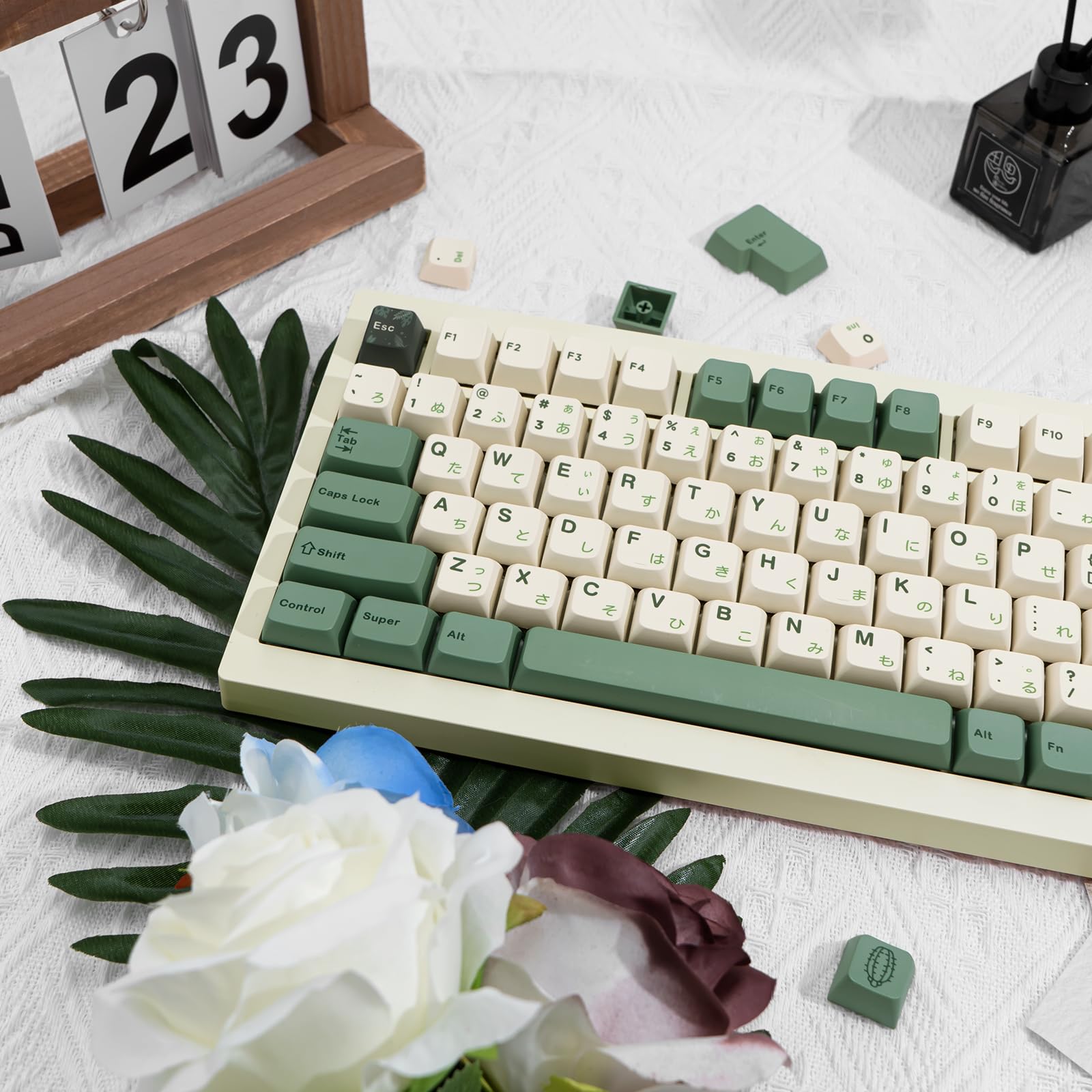 Mua 130 Keys MDA Keycaps Set, Green Japanese Keycaps PBT Keycaps, Dye ...
