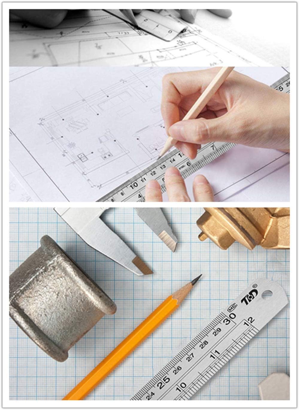Stainless Steel Ruler,3 Pieces Metal Ruler 12-Inch 8-Inch 6-Inch with ...
