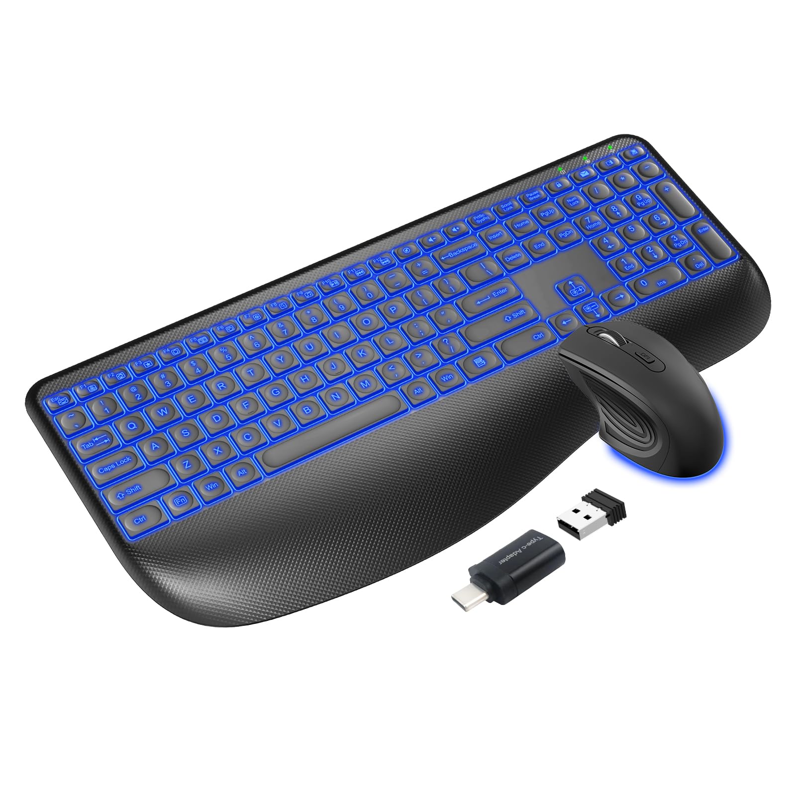 Wireless Keyboard Mouse Combo Rechargeable with 7 Backlits, 2.4GHz ...