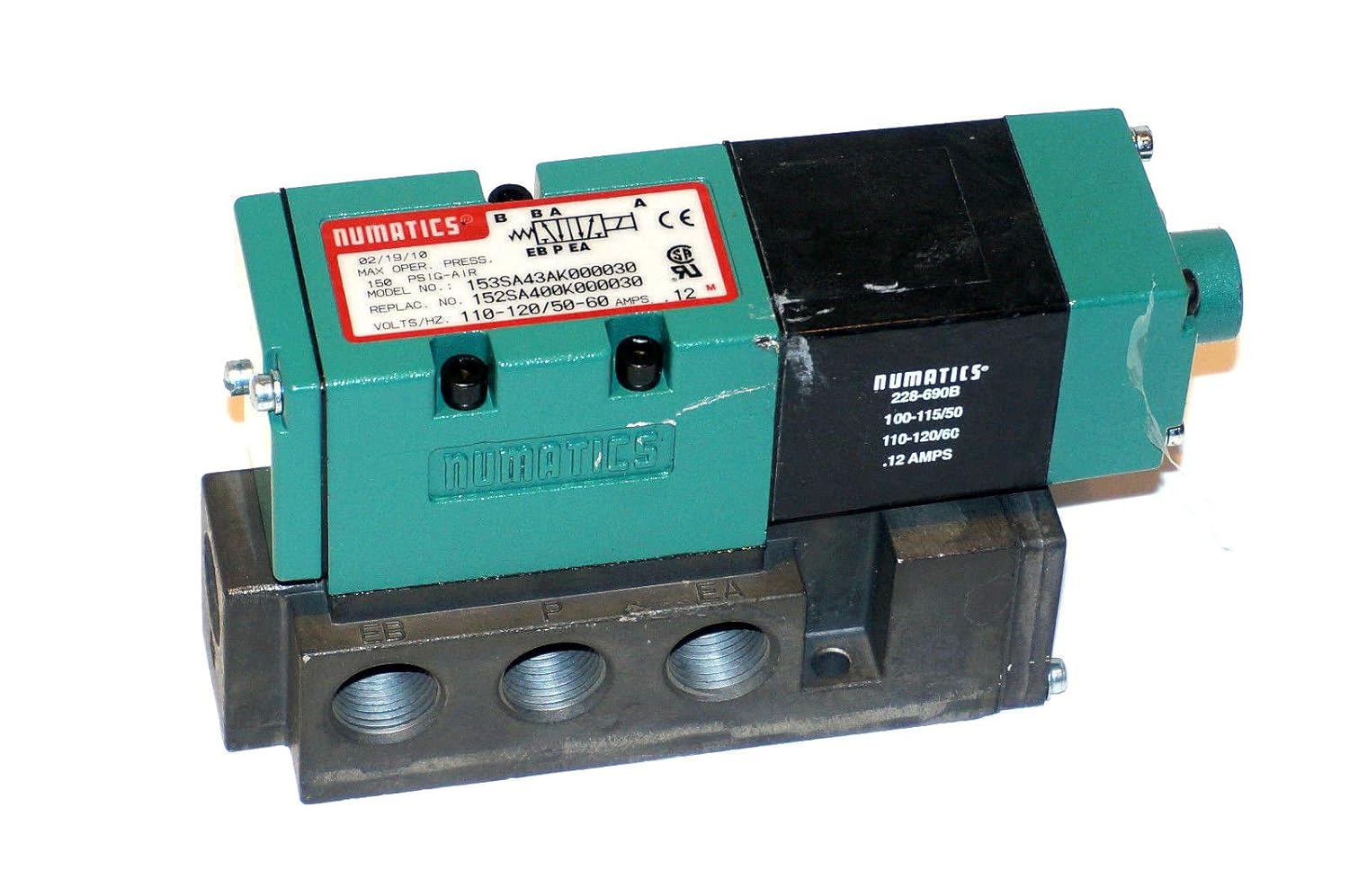 Numatics 153SA43AK000030 Direct Single Solenoid Valve 3/8 Inch 120 VAC ...