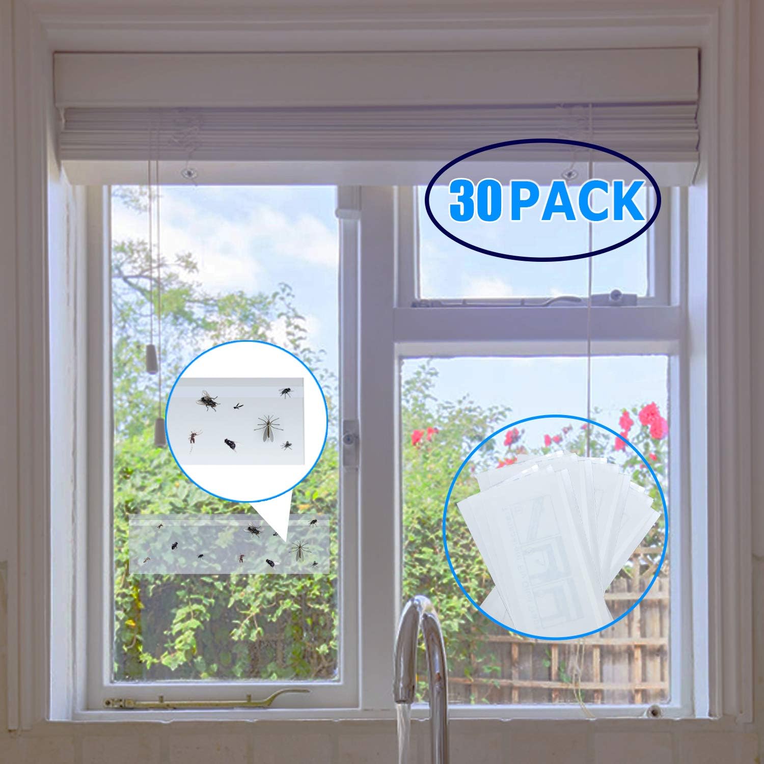 Fullsexy Windows Fly Trap Stickers, 30 PCS Fly Paper Catcher - for ...