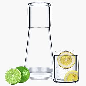 Amazon.com | Bedside Water Carafe and Glass Set, 28 Oz Nightstand Water ...
