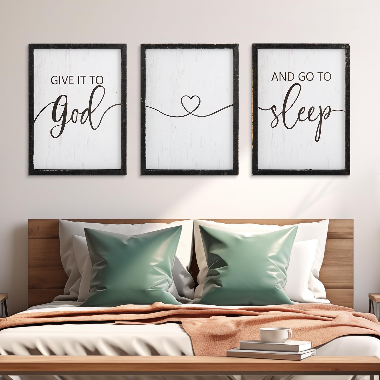 Give It to God and Go to Sleep Sign Wall Decor 16''×12'' Set of 3 ...