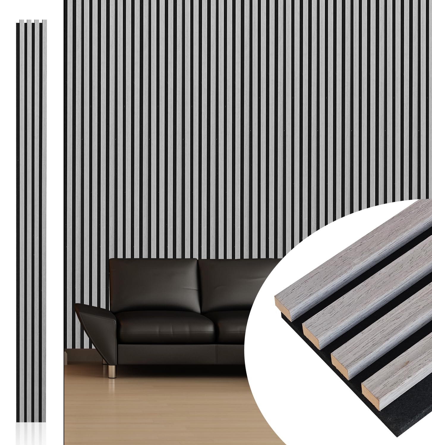 NeatiEase Wood Wall Panels, 9 Feet Acoustic Slat Wall Panels for Interior Wall Decor and Noise ...