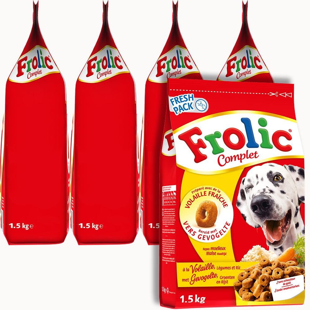 FROLIC Croquettes Complètes à La Volaille pour Chien Adulte, 5 Sacs de ...