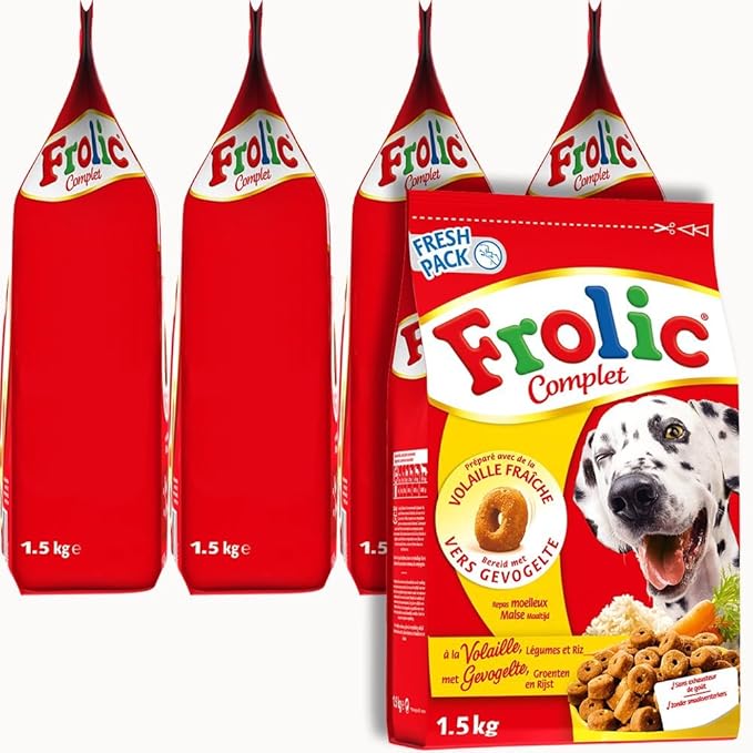 FROLIC Croquettes Complètes à La Volaille pour Chien Adulte, 5 Sacs de ...