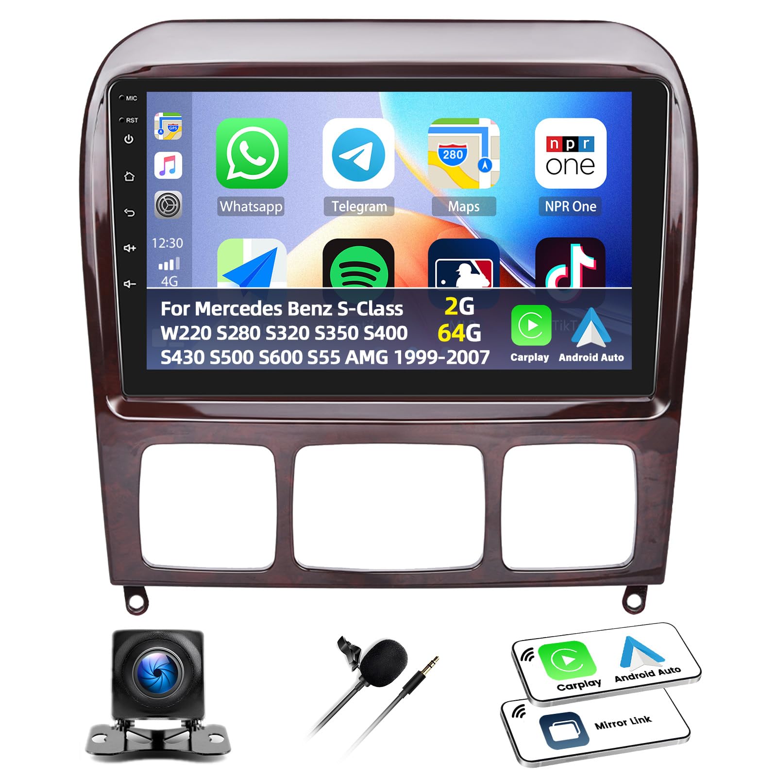 2+64G Android 13 Car Stereo for Mercedes Benz S-Class W220 S280 S320 S350 S400 S430 S500 S600 ...