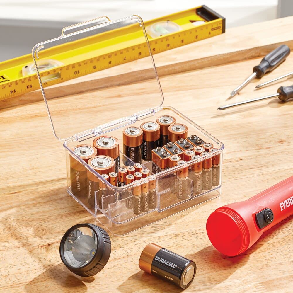 Mua mDesign Stackable Divided Battery Storage Organizer Box Bin with ...