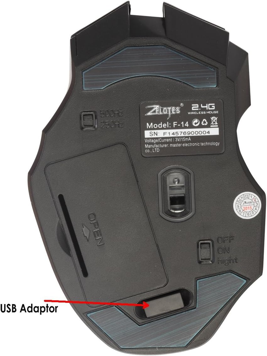 DLAND ZELOTES Professional LED Optical 2400 DPI 7 Button USB Wireless ...