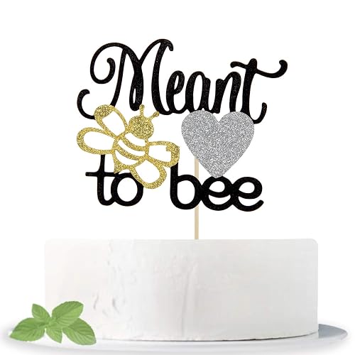 Gold Glitter Meant to Bee Cake Topper-Wedding Cake Topper, Date ...