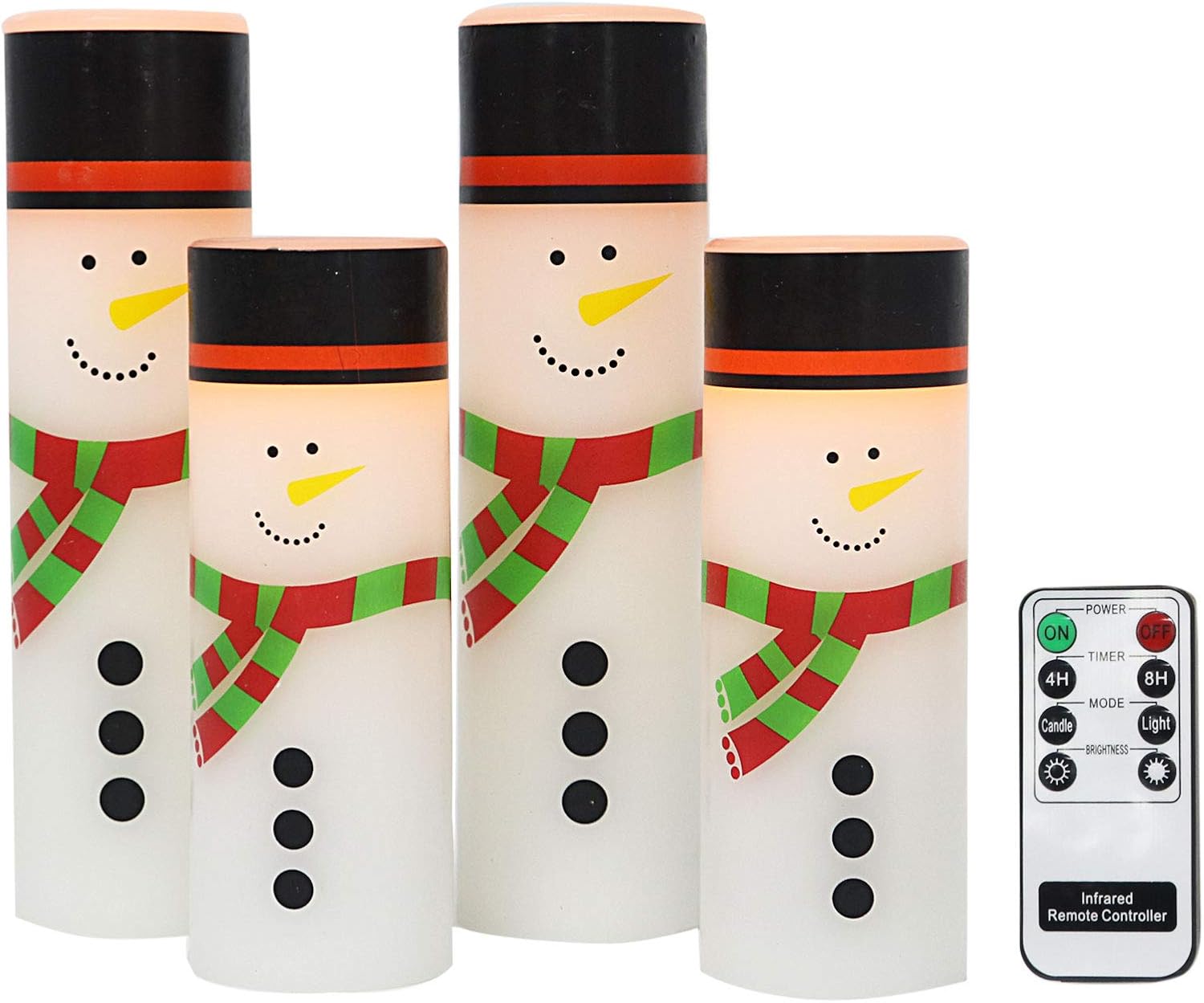 Snowman Design Christmas Battery Operated LED Candles, Slim Flameless ...