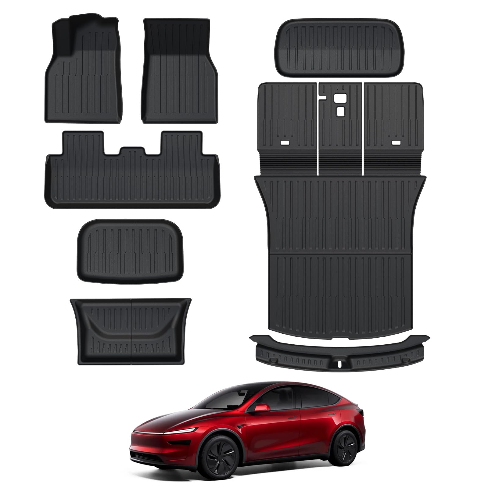 Tesla Model Y Floor Mats for 2025 2026 Juniper, 8PCS All Weather Full ...