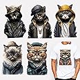 Amazon.com: 6 Sheets Cat Iron on Transfers Patches Cute Cat Decals ...