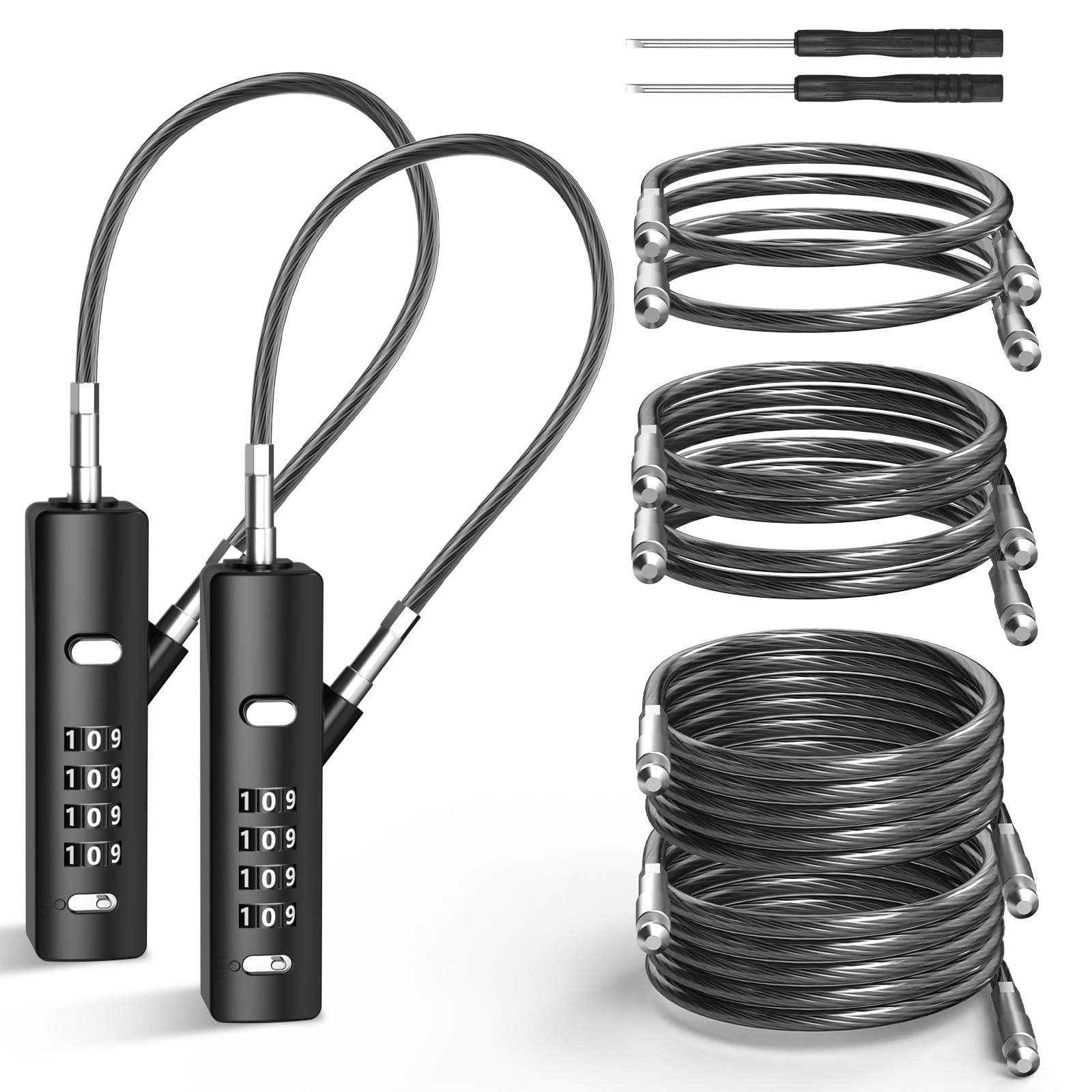 Combination Cable Lock, Small Portable Wire Lock, with 3 Replaceable ...