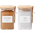 Amazon.com: Flour and Sugar Containers - 34 oz Glass Jar with Bamboo ...