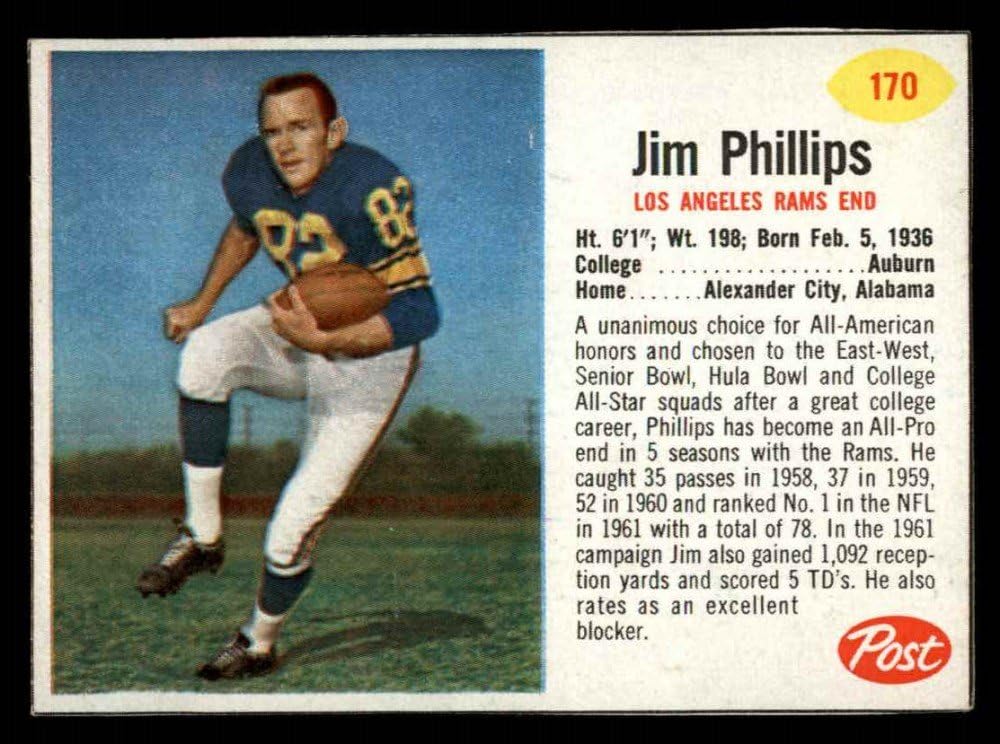 Amazon.com: 1962 Post Cereal # 170 Jim Phillips Los Angeles Rams ...