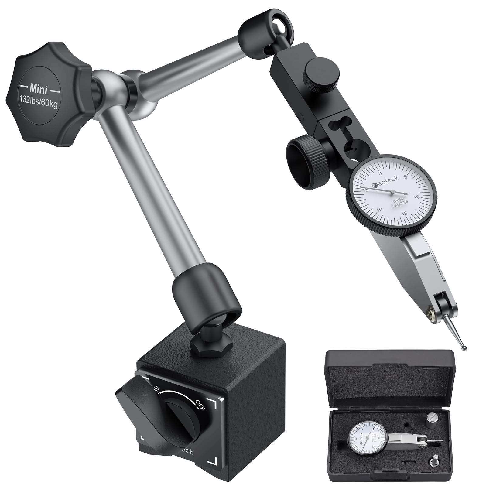 Neoteck 0-0.03"/0.0005" Dial Test Indicator with 132lbs(60kg) Max Pull ...
