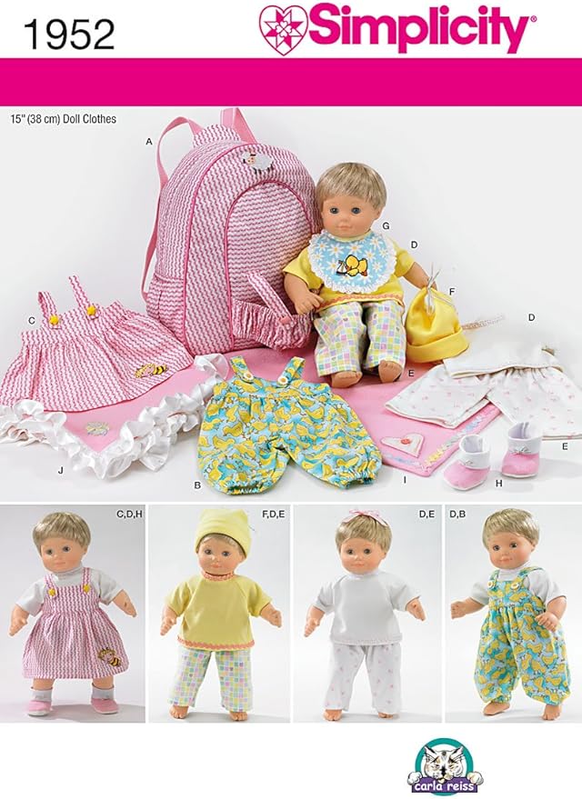 Simplicity Doll Clothes Sewing Pattern 1952, One Size: Amazon.ca: Home ...