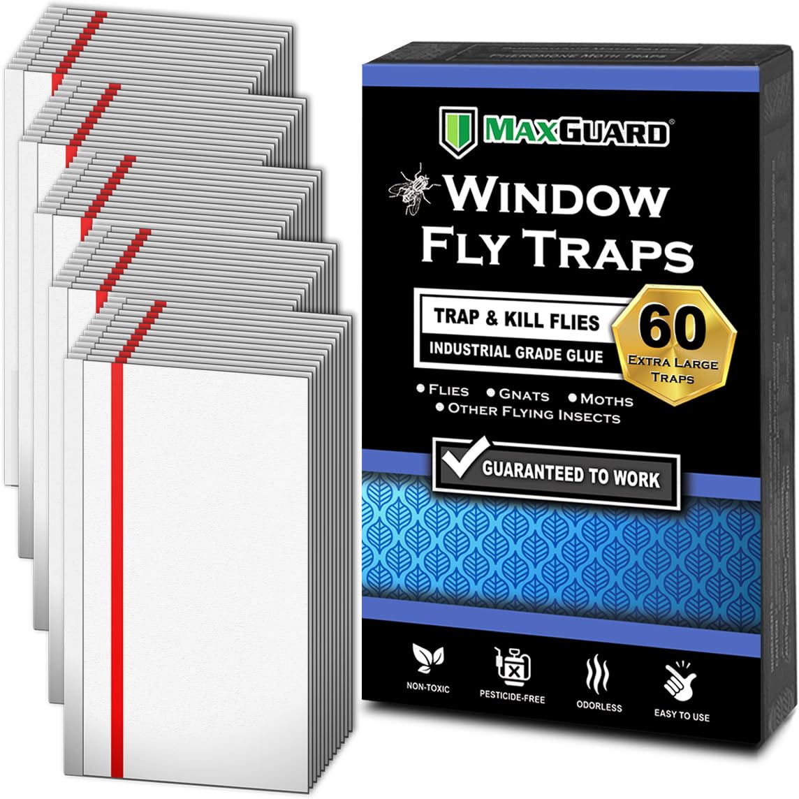 MaxGuard Window Fly Traps (60 XL Traps) Catch & Kill Houseflies, Flying ...