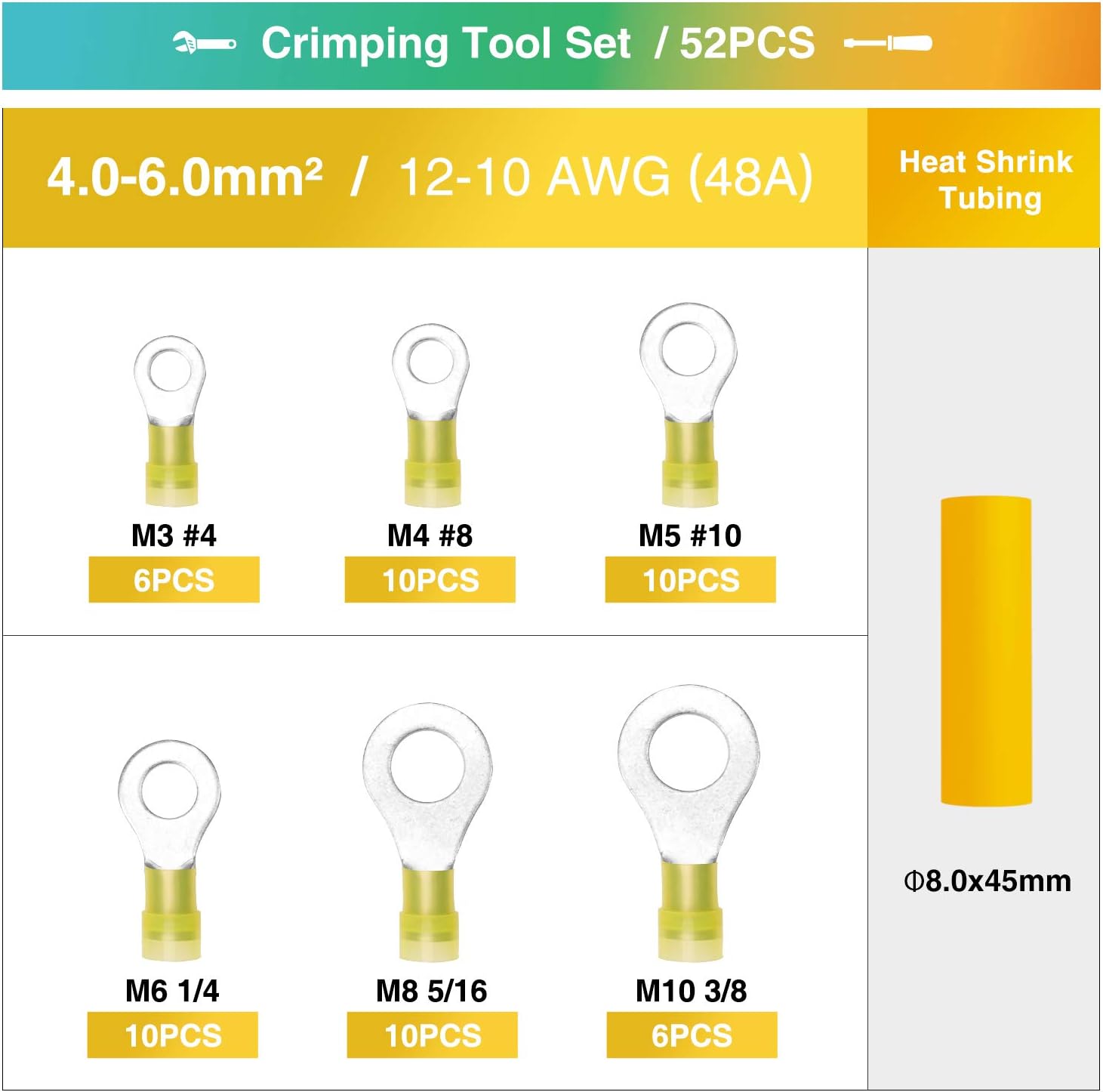 Ring Lug Terminals Fully Insulated Nylon Quick Connector Kit Wire ...