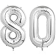 Amazon.com: 40 Inch Silver 80 Number Balloons, Giant Jumbo Helium Mylar ...